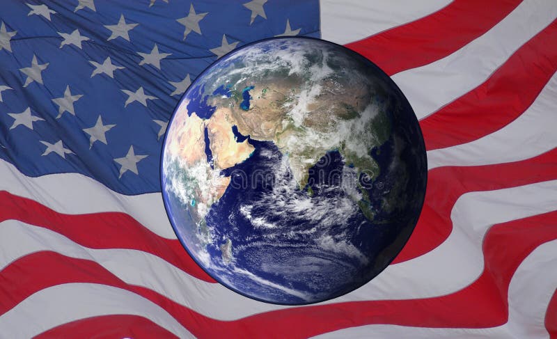 Earth over the USA Flag stock illustration. Illustration of united ...