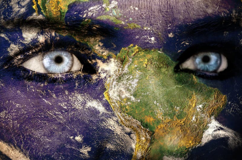 Earth overlay on a face stock illustration. Illustration of ...