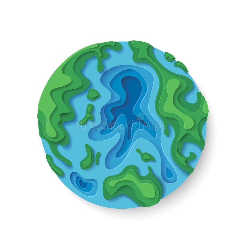 Earth in Paper Style. Paper Cut Stock Illustration - Illustration of ...