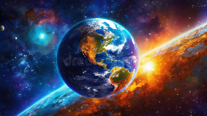 Earth Part of the Solar System, Moving through Outer Space Stock ...