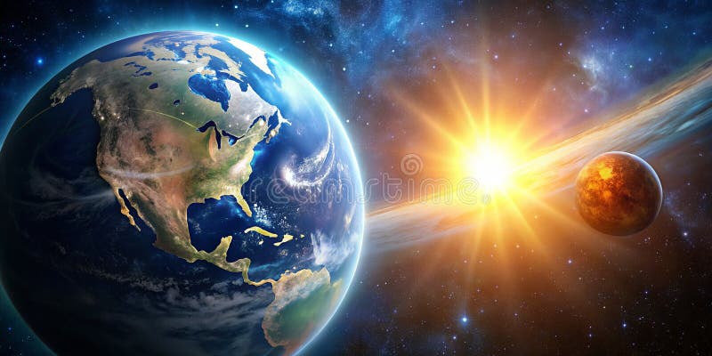 Earth Passing Around the Sun in Distance Deep Space Concept Wallpaper ...