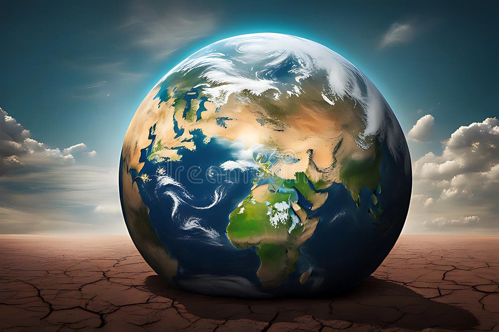 Earth in Peril: Climate Change and a Drying World Stock Illustration ...