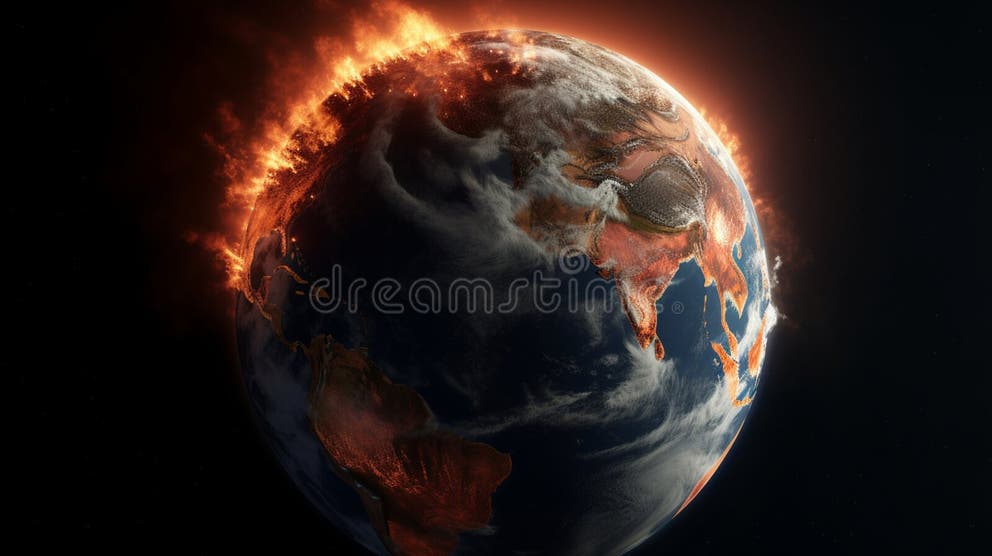 Earth in Peril, Illustrating the Devastating Effects of Global Warming ...