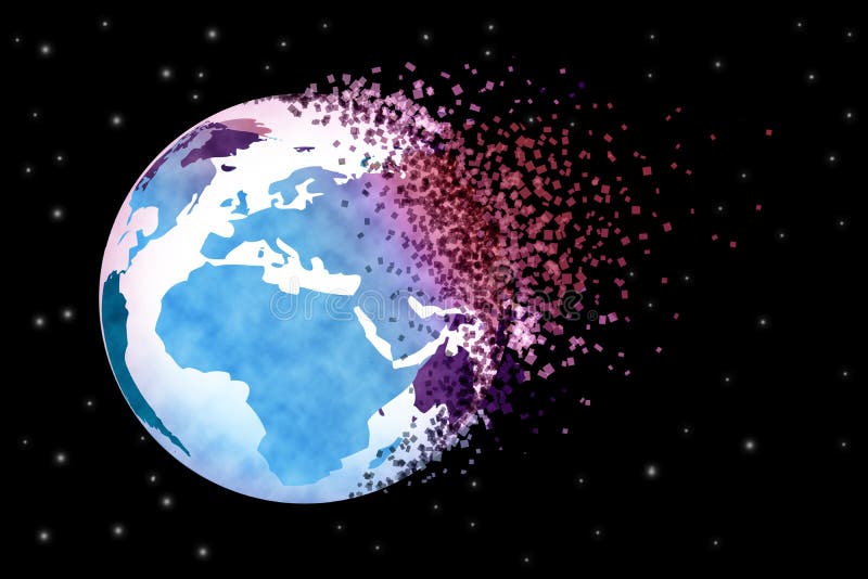 Earth pixel explosion stock illustration. Illustration of pixel - 74279938