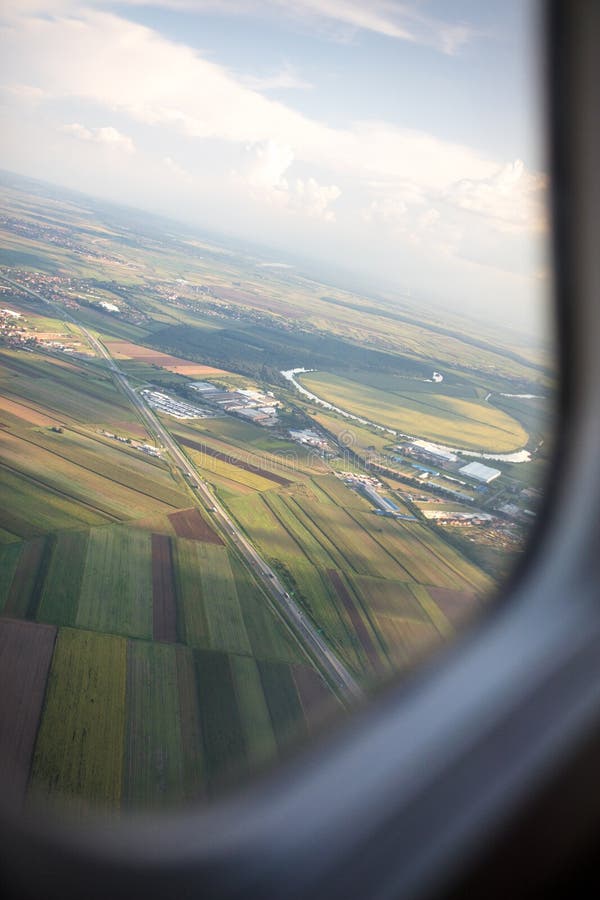 Flying and Traveling, View from Airplane Window on the Wing Stock Image ...