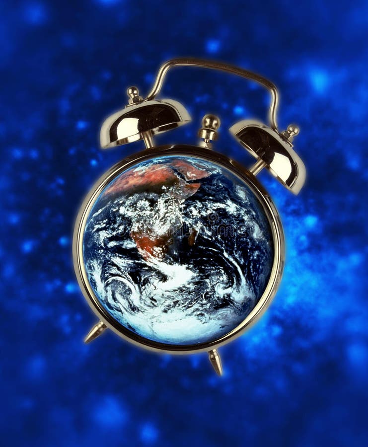 The Earth Planet in Alarm Clock Stock Photo - Image of globe, still ...