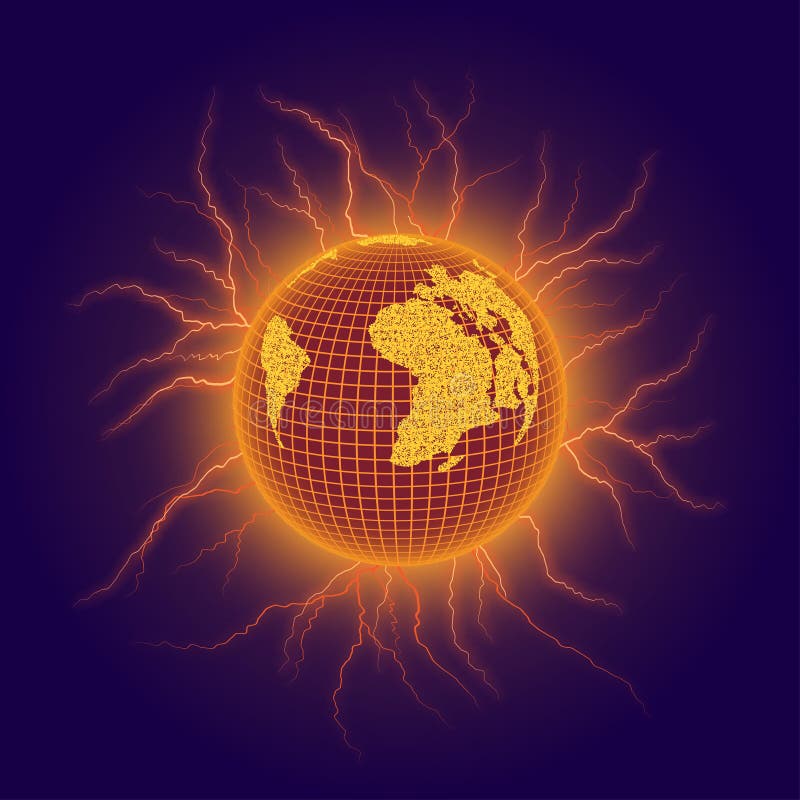 Earth Planet Apocalypse in the Fire Lightnings Stock Vector ...