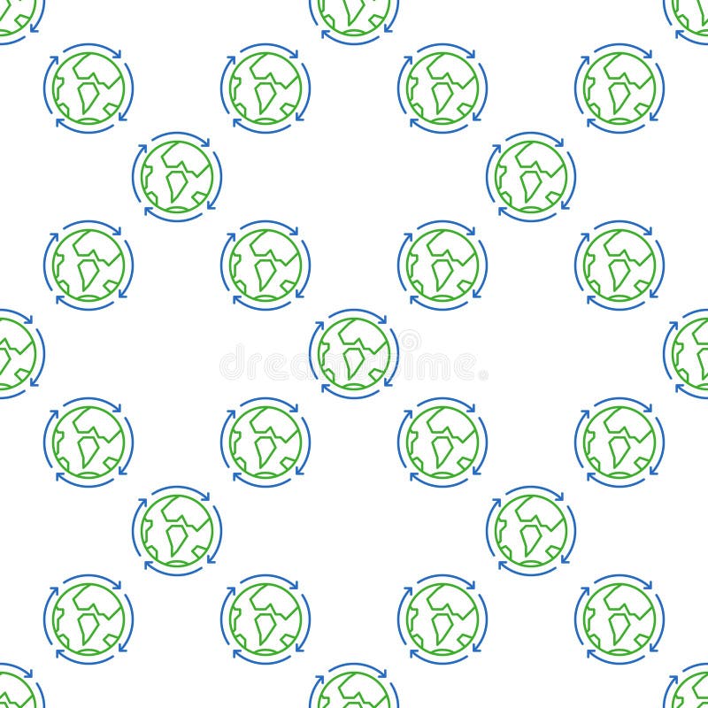 Earth Planet with Arrows Around Vector Multipolarity Seamless Pattern ...