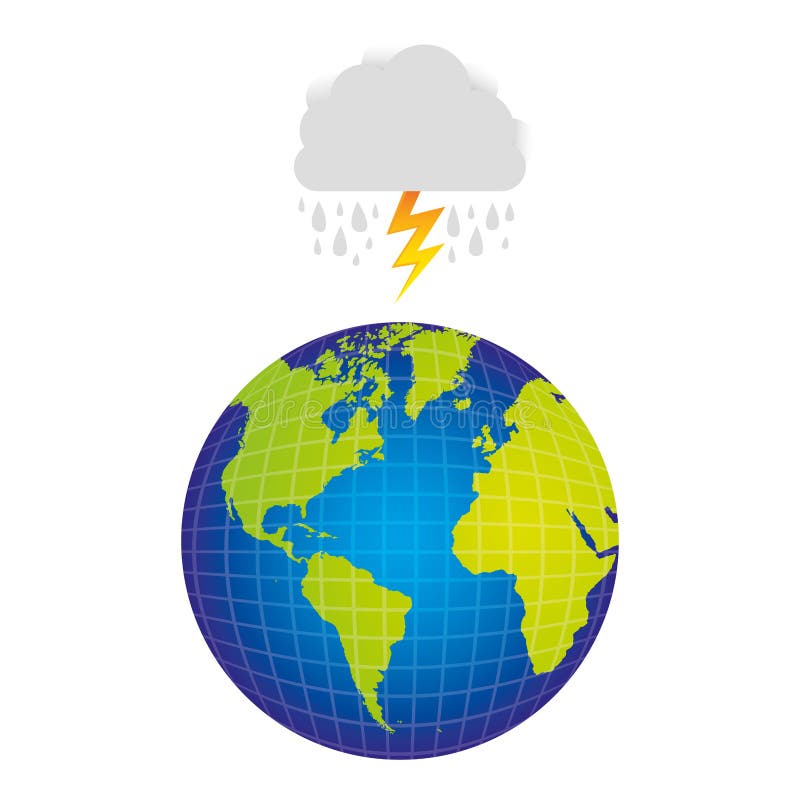 Earth Planet with Cloud Rainning and Ray Stock Illustration ...
