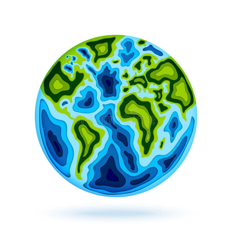 Earth Planet in 3d Paper Cut Design. Happy Earth Day Concept Stock ...