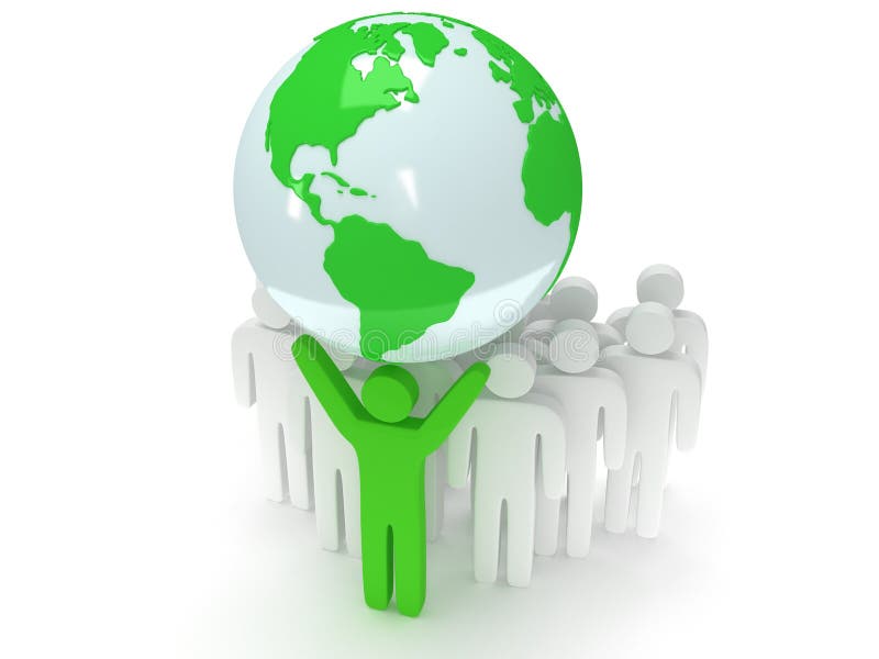 Earth Planet Globe and People. 3D Render. Stock Illustration ...