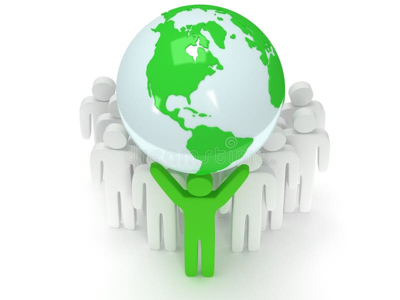 Earth Planet Globe and People. 3D Render. Stock Illustration ...