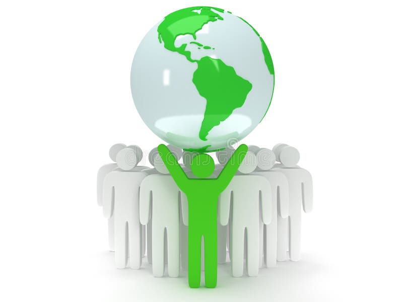 Earth Planet Globe and People. 3D Render. Stock Illustration ...