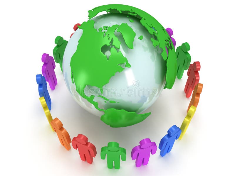 Earth Planet Globe and People. 3D Render. Stock Illustration ...