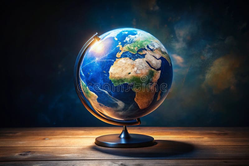 Earth Planet Globe on Table Stock Illustration - Illustration of ...