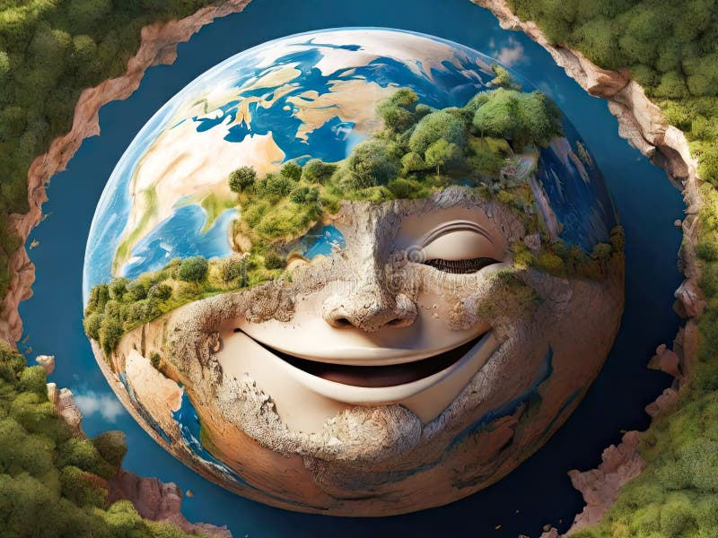 The Earth Planet with Happy Face Stock Image - Image of world, green ...