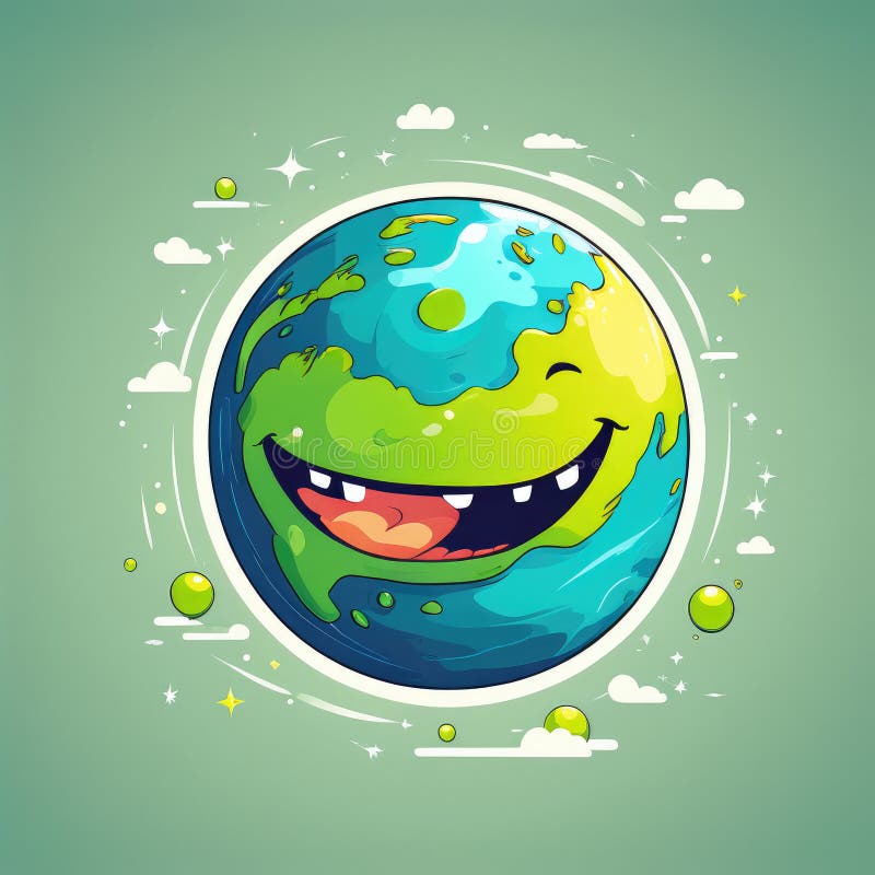 The Earth Planet with Happy Face Stock Image - Image of earth, green ...