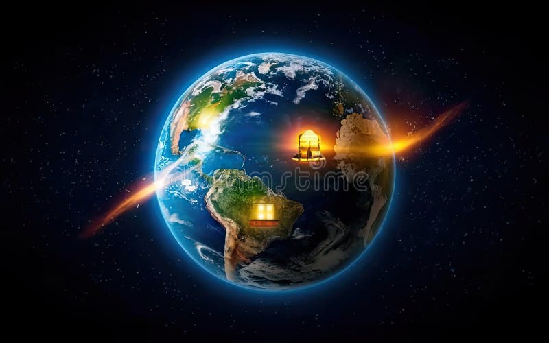 Earth Planet with Light Rays Coming from the Window, Planet Earth ...