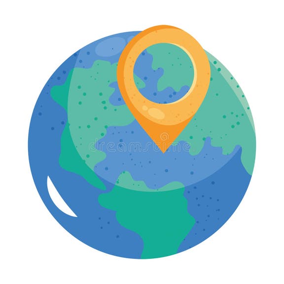 Planet and location pin stock vector. Illustration of stratosphere ...