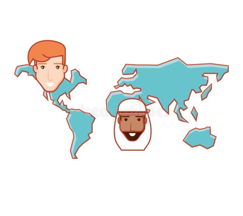 Earth Planet Map with Head of Men Stock Vector - Illustration of ...