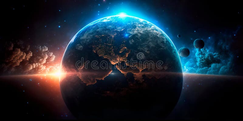 Earth Planet in Outer Space. Generative AI Stock Illustration ...