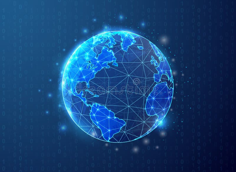 Earth Planet Polygonal Symbol with Binary Code Background. Space ... Earth Planet Polygonal Symbol with Binary Code Background. Space ...