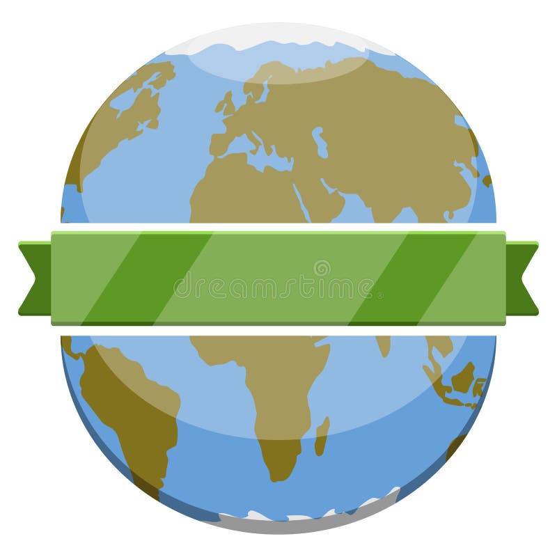 Earth planet with a ribbon stock vector. Illustration of postcard ...
