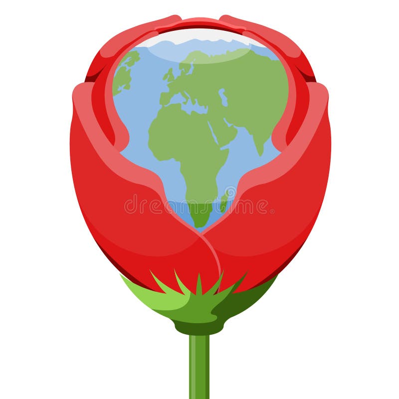 Earth planet in a rose stock vector. Illustration of earth - 138369309