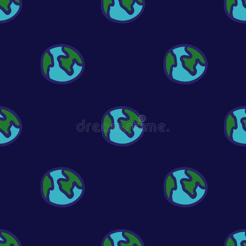 Earth Planet Seamless Doodle Pattern, Vector Illustration Stock ...