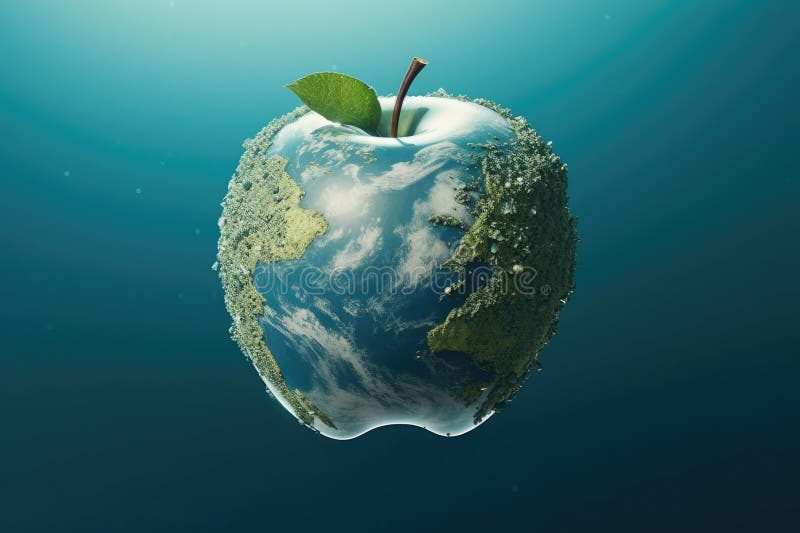 Earth Planet Shaped As Apple, Generative AI Stock Illustration ...