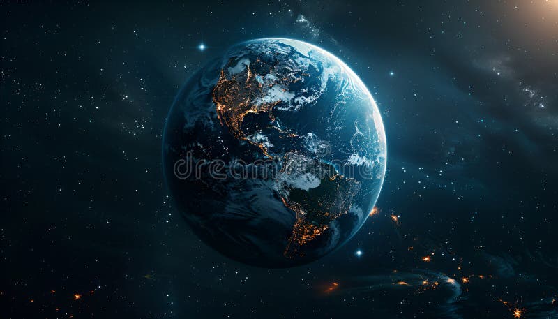 Earth Planet of Solar System. Data Exchange and Global Network Over the ...
