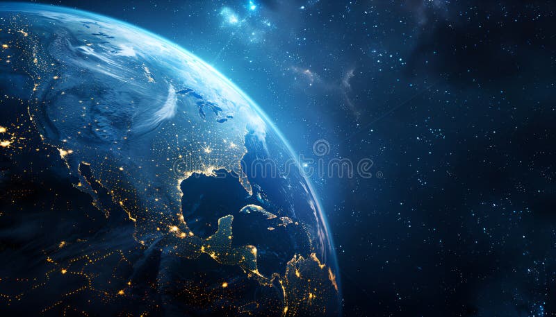 Earth Planet of Solar System. Data Exchange and Global Network Over the ...