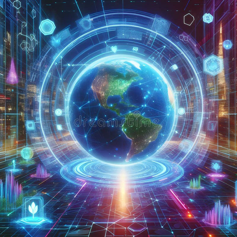 Earth Planet in Space with Network of Connections, 3d Illustration ...