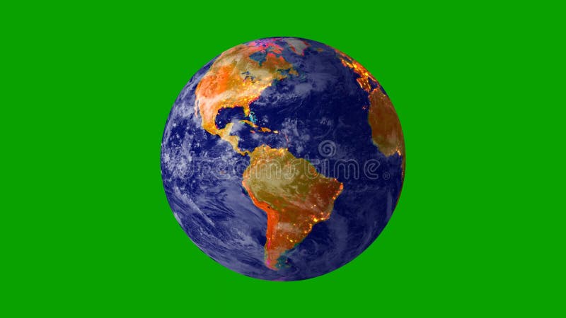 Green Screen Earth Planet Spinning or Rotation Stock Video - Video of ...