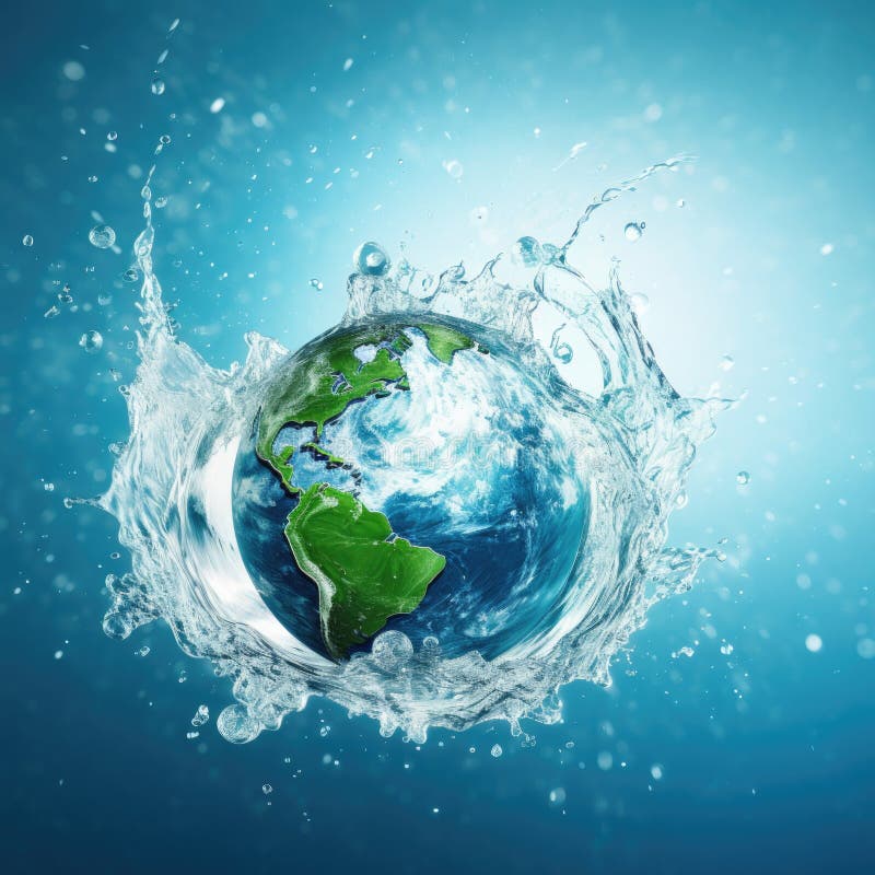 Earth Planet in Splash of Water. View of Outer Space Stock Photo ...