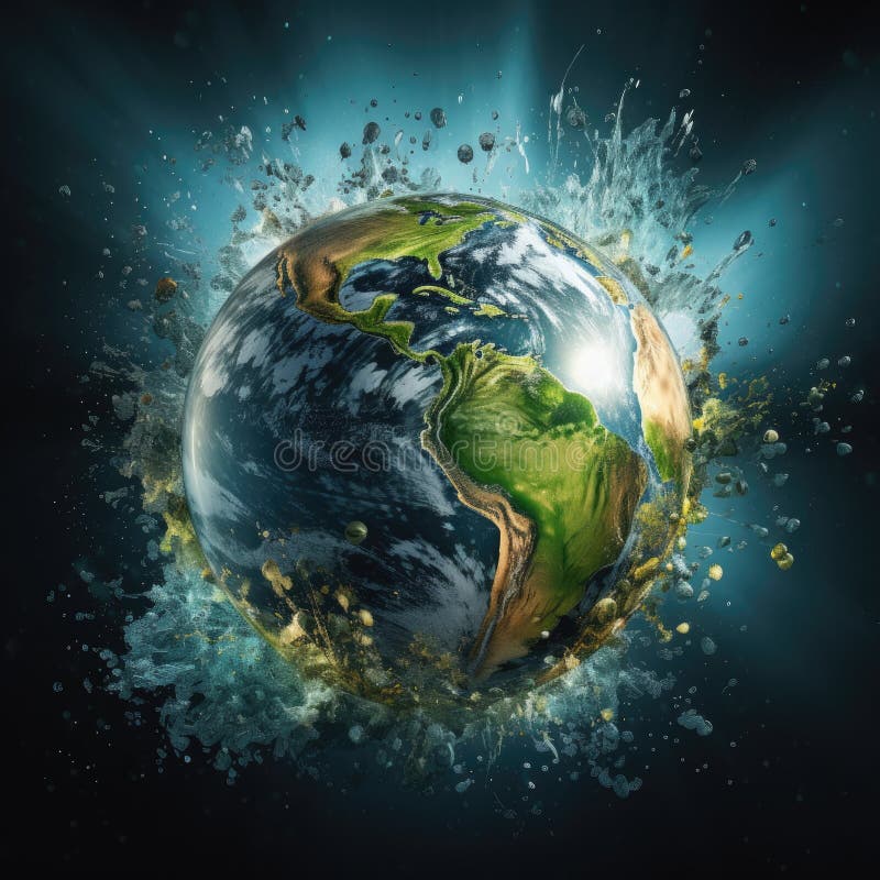 Earth Planet in Splash of Water. View of Outer Space Stock Image ...