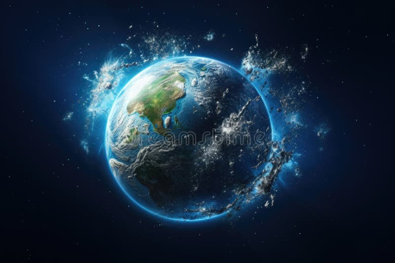Earth Planet in Splash of Water. View of Outer Space Stock Photo ...
