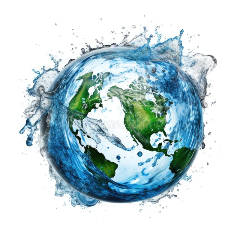 Earth Planet in Splash of Water on White Stock Image - Image of ...