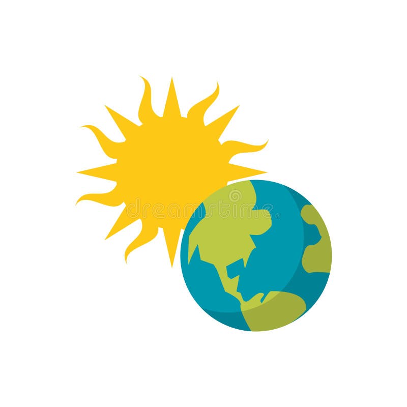 Earth Planet Sun Flat Icon Image Stock Vector - Illustration of ...