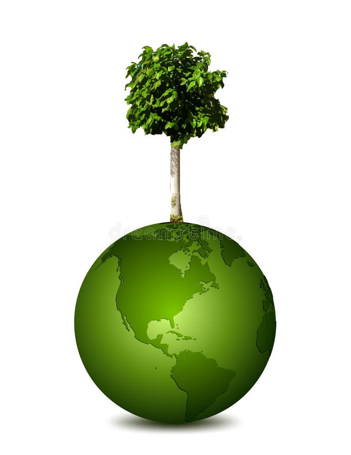 Earth Planet with a Tree. Vector Stock Vector - Illustration of ...