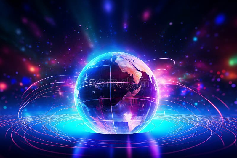 Earth Planet in Virtual Space. Futuristic Technology Concept Stock ...