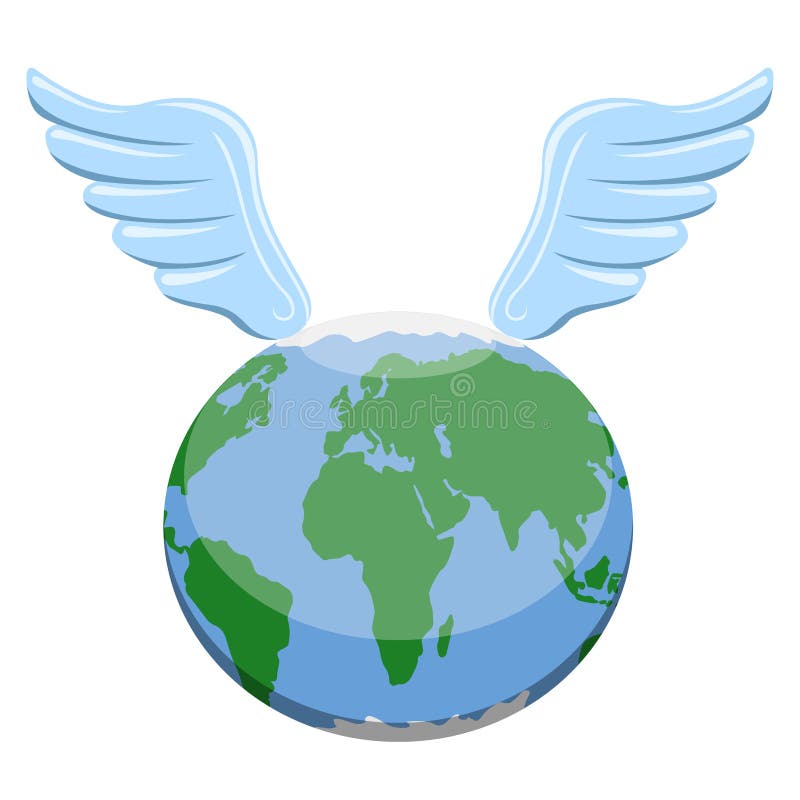 Planet Earth With Green Wings Stock Illustration - Illustration of ...