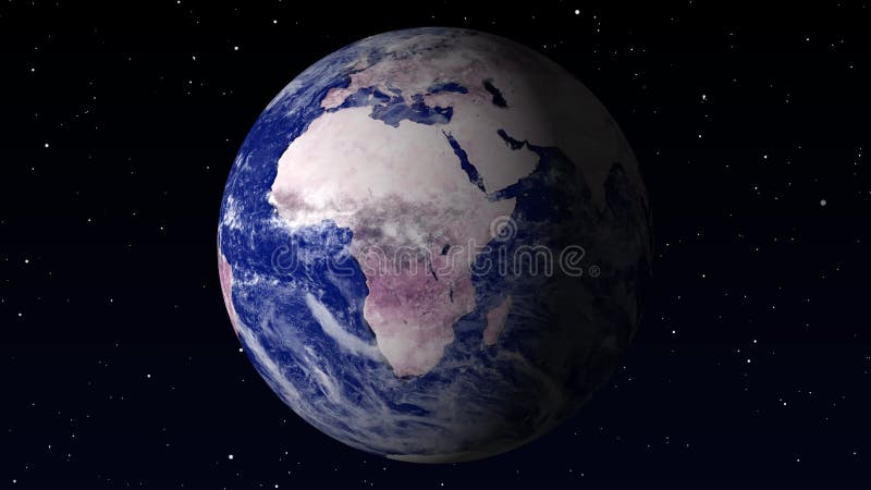 Earth Planet Zoom on the Dark Starry Space. Beautiful Smooth Animation ...