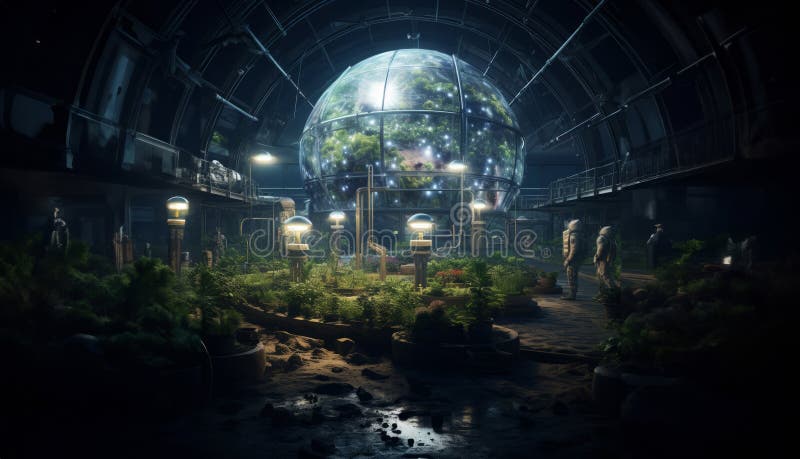 Earth Plants Thrive in Lunar Greenhouse.Generated Image Stock Image ...