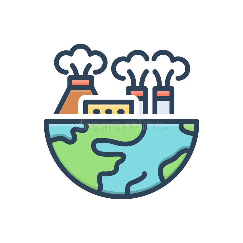 Color Illustration Icon for Earth Pollution, Earth and Smoke Stock ...