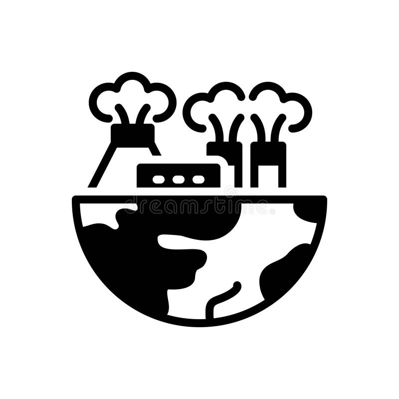 Black Solid Icon for Earth Pollution, Earth and Smoke5 Stock ...