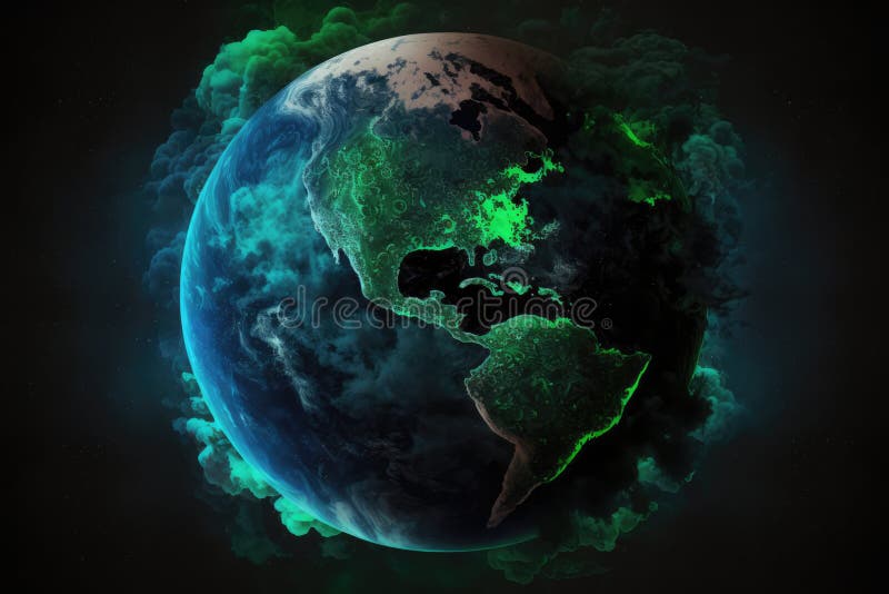 Earth Pollution Map Visible from Space. Generative Ai Illustration ...