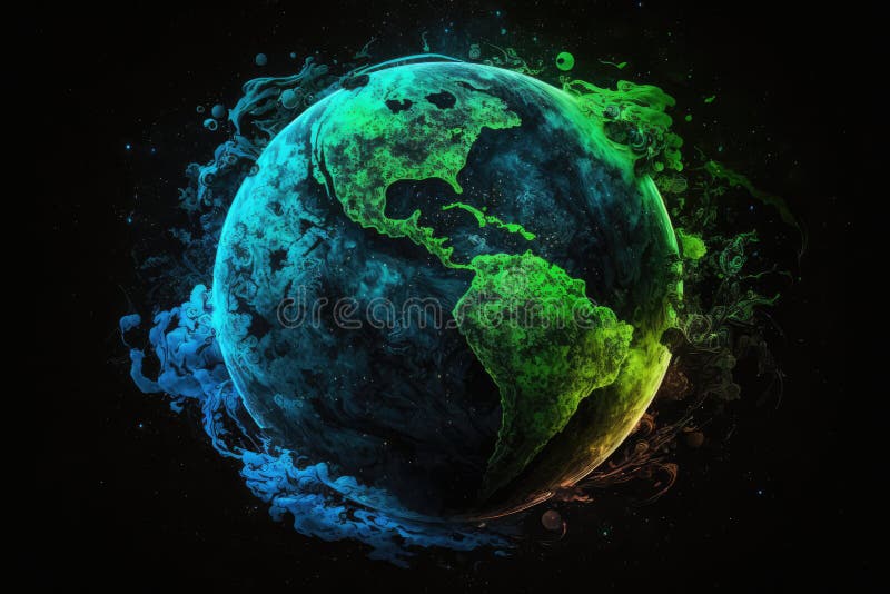 Earth Pollution Map Visible from Space. Generative Ai Illustration ...