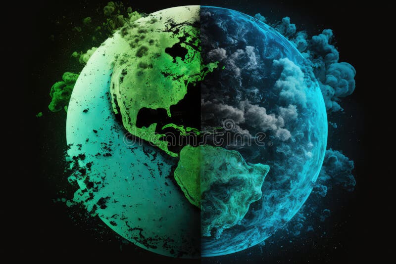 Earth Pollution Map Visible from Space. Generative Ai Illustration ...