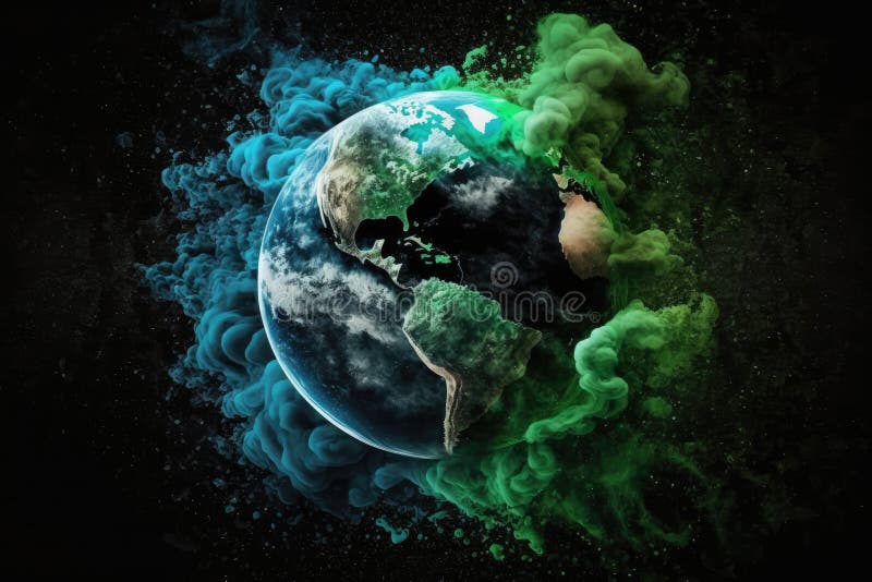 Earth Pollution Map Visible from Space. Generative Ai Illustration ...